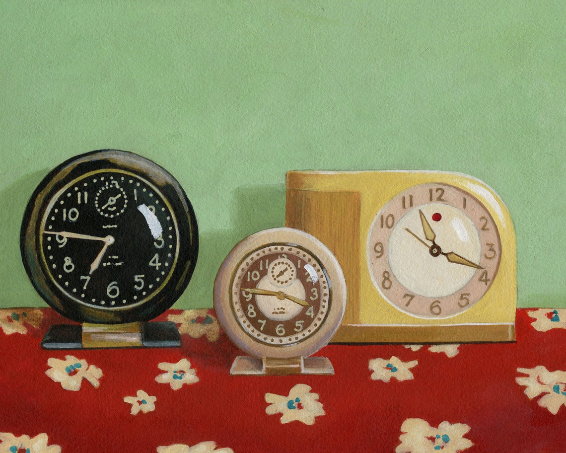 Vintage Alarm Clock Cards Retro Kitchen Notecards Retro | Etsy