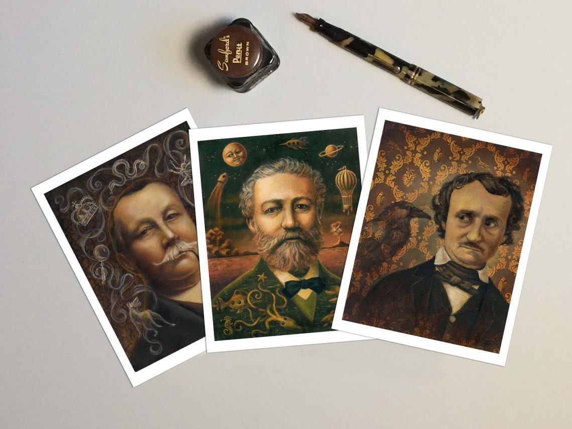 Literary Cards, Victorian Writers, Edgar Allan Poe Card, Arthur Conan ...