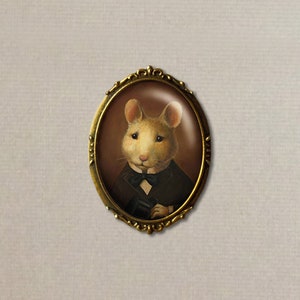 Mouse Pin Mouse Portrait Brooch Round Victorian Animal Anthropomorphic ...