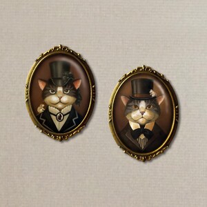 Victorian Cat Brooch Cat Portrait Pin Round Brooch Vintage Cat Gothic ...