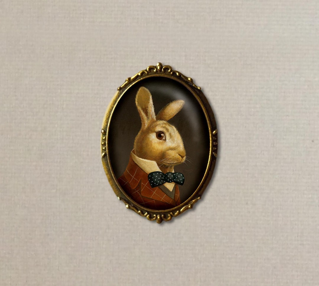 Rabbit Brooch From Original Artwork - Victorian White Rabbit With ...