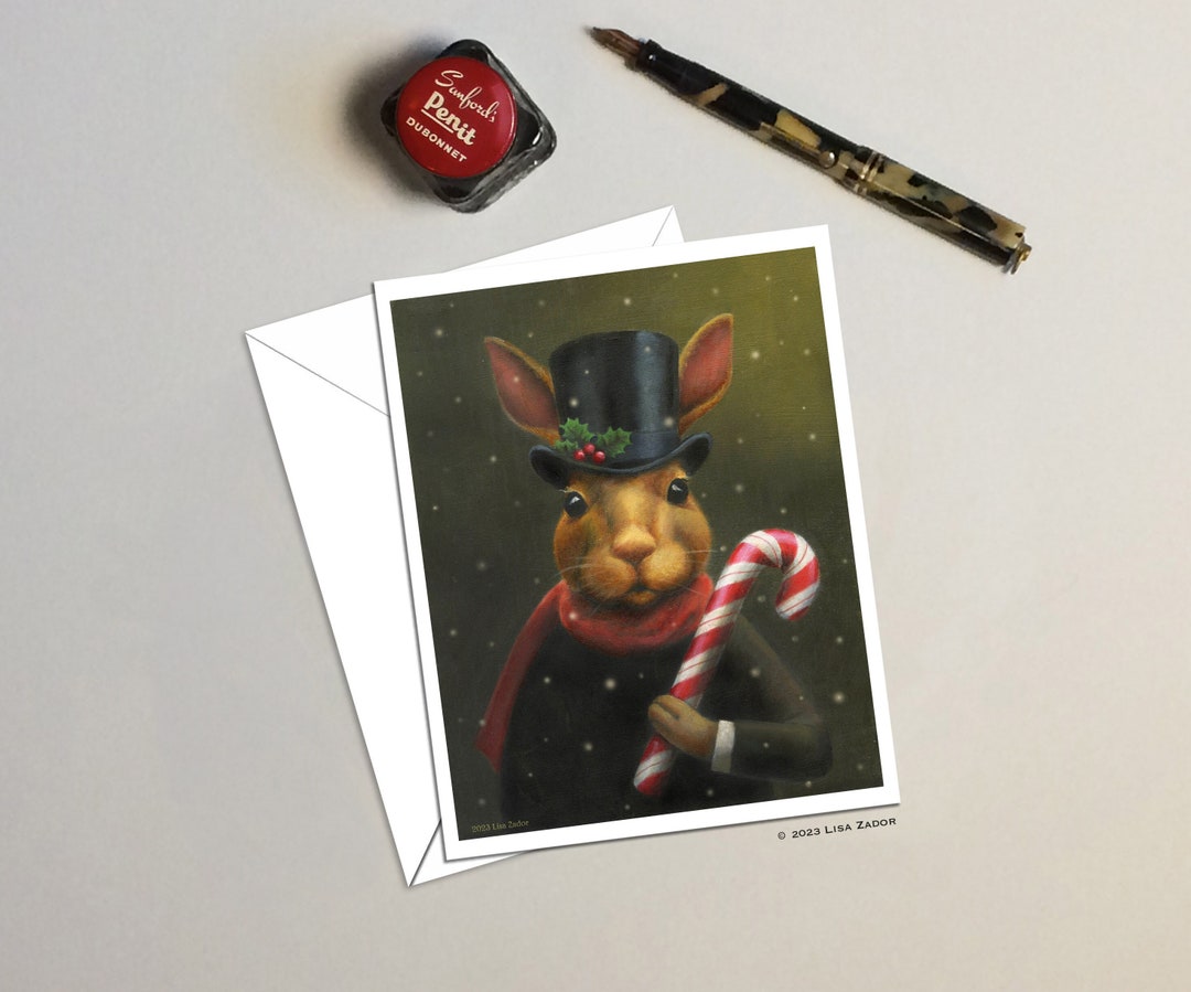 Christmas Rabbit Cards - Victorian Christmas Rabbit Card - Set of 6 ...