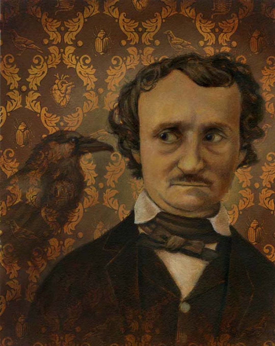 Edgar Allan Poe Print. Poe Portrait Print, the Raven, Victorian Writer ...