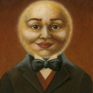 Moon Man Print From Original Artwork= Man on the Moon in Night Sky ...