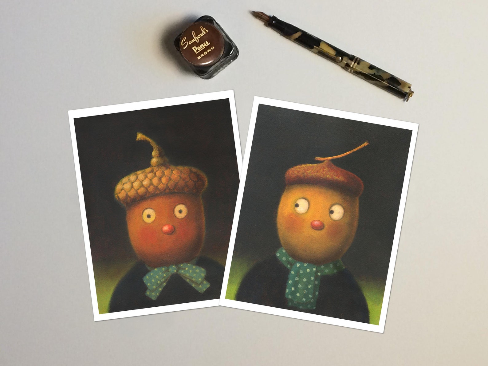 Acorn Print Acorn Head Autumn Print Fall Print Acorn Head | Etsy