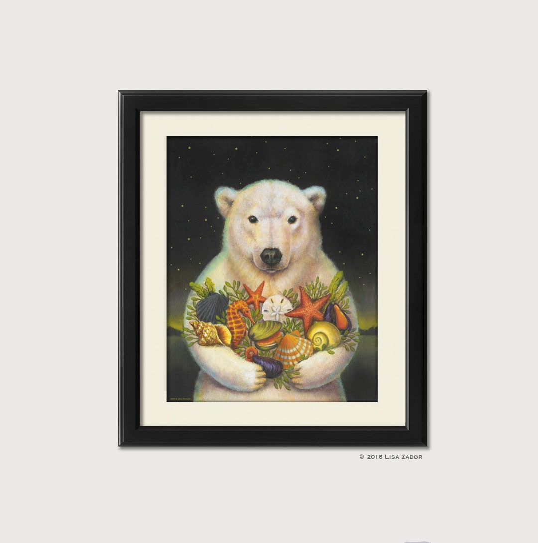 Polar Bear Print From Original Artwork - Christmas Bear Portrait in ...