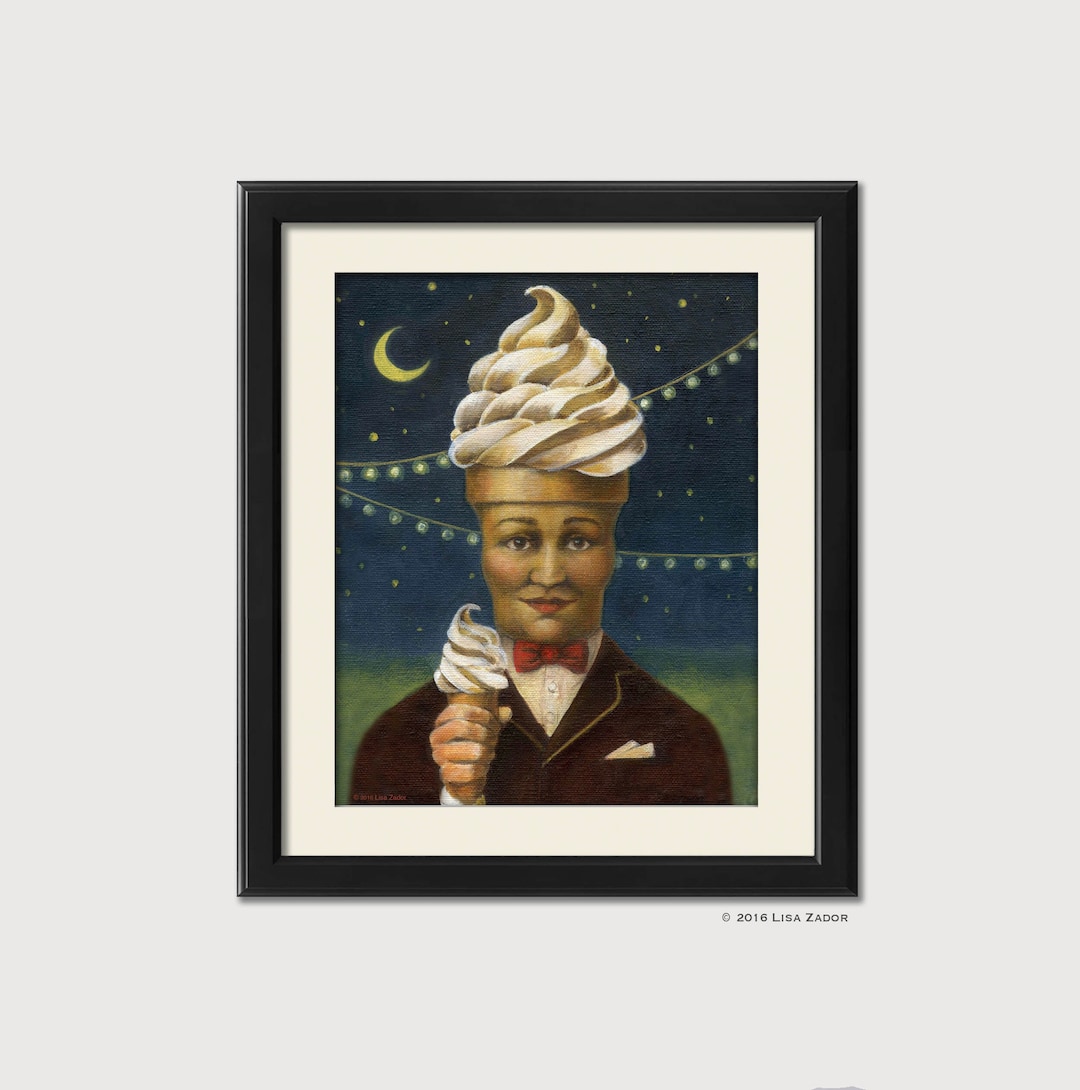 Ice Cream Cone Man Print From Original Artwork - Anthropomorphic Food ...