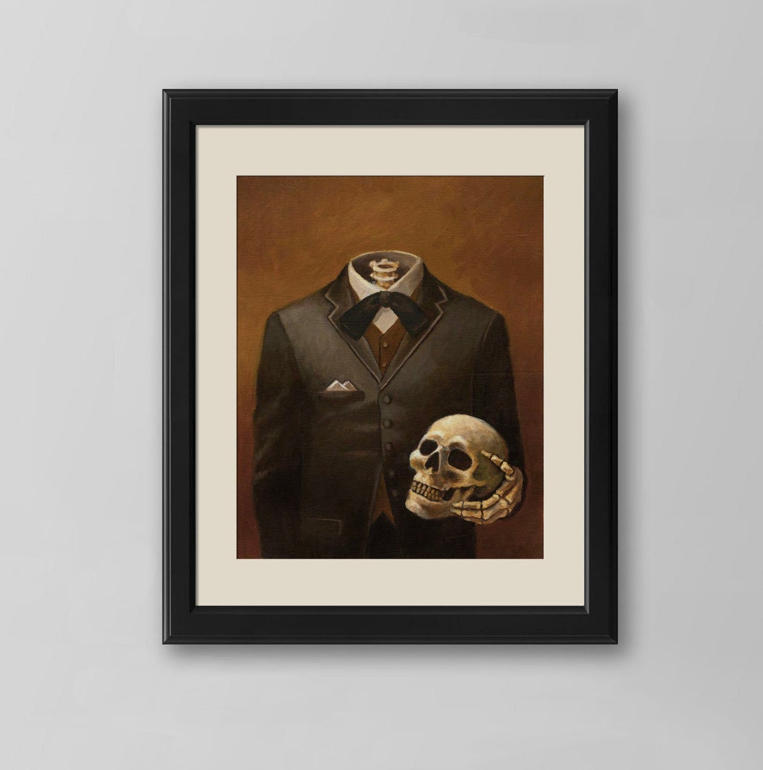 Headless Victorian Gothic Skeleton Gentleman Print From Original Hand ...