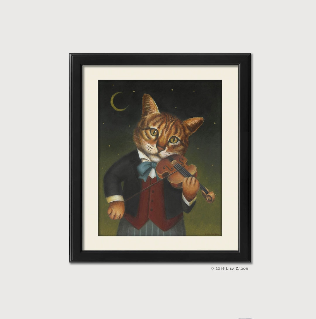 Cat and Fiddle Print From Original Artwork - Cat Lover's Gift, Pet ...