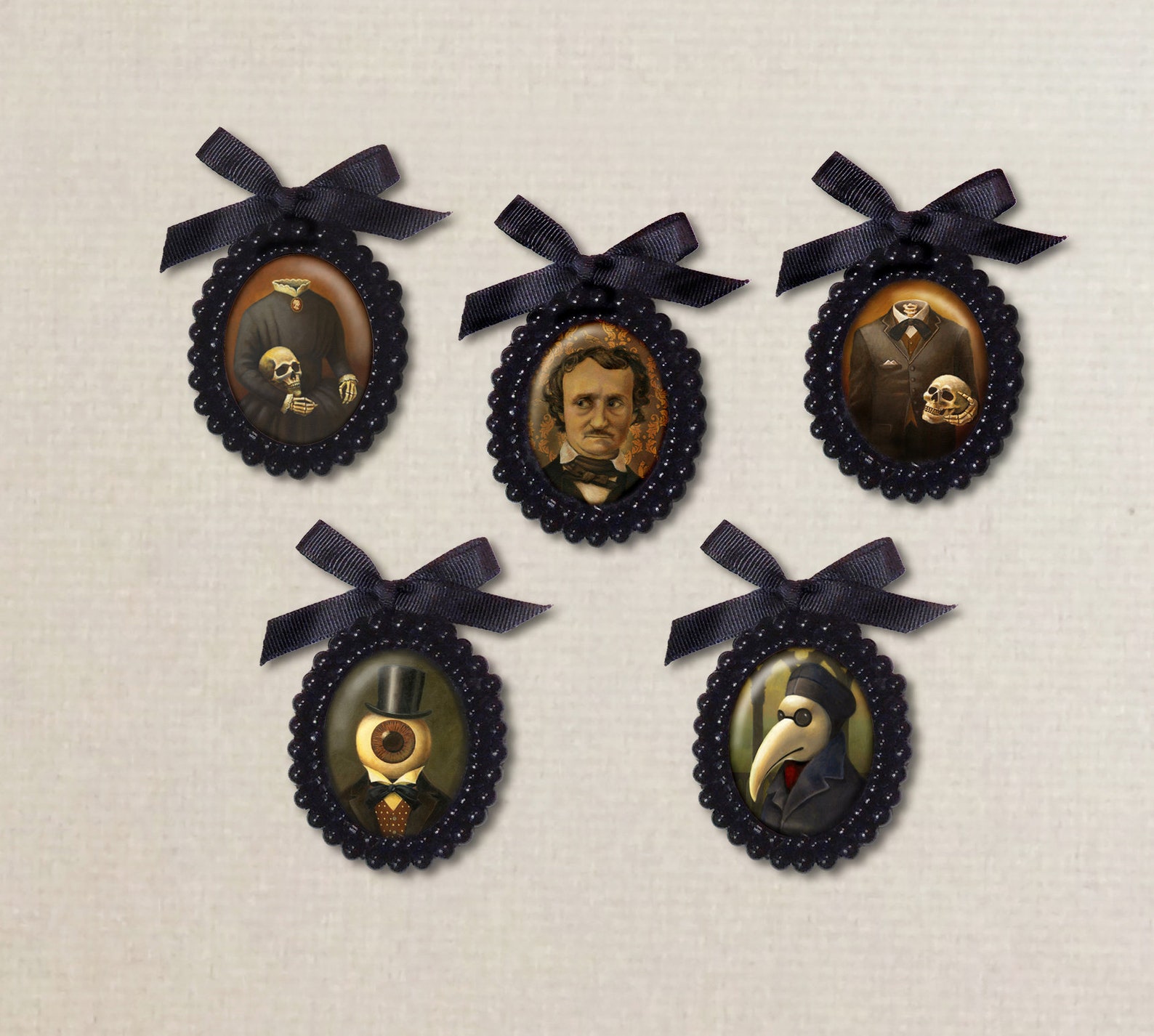 Gothic Brooch Victorian Portrait Pin Black Beaded | Etsy