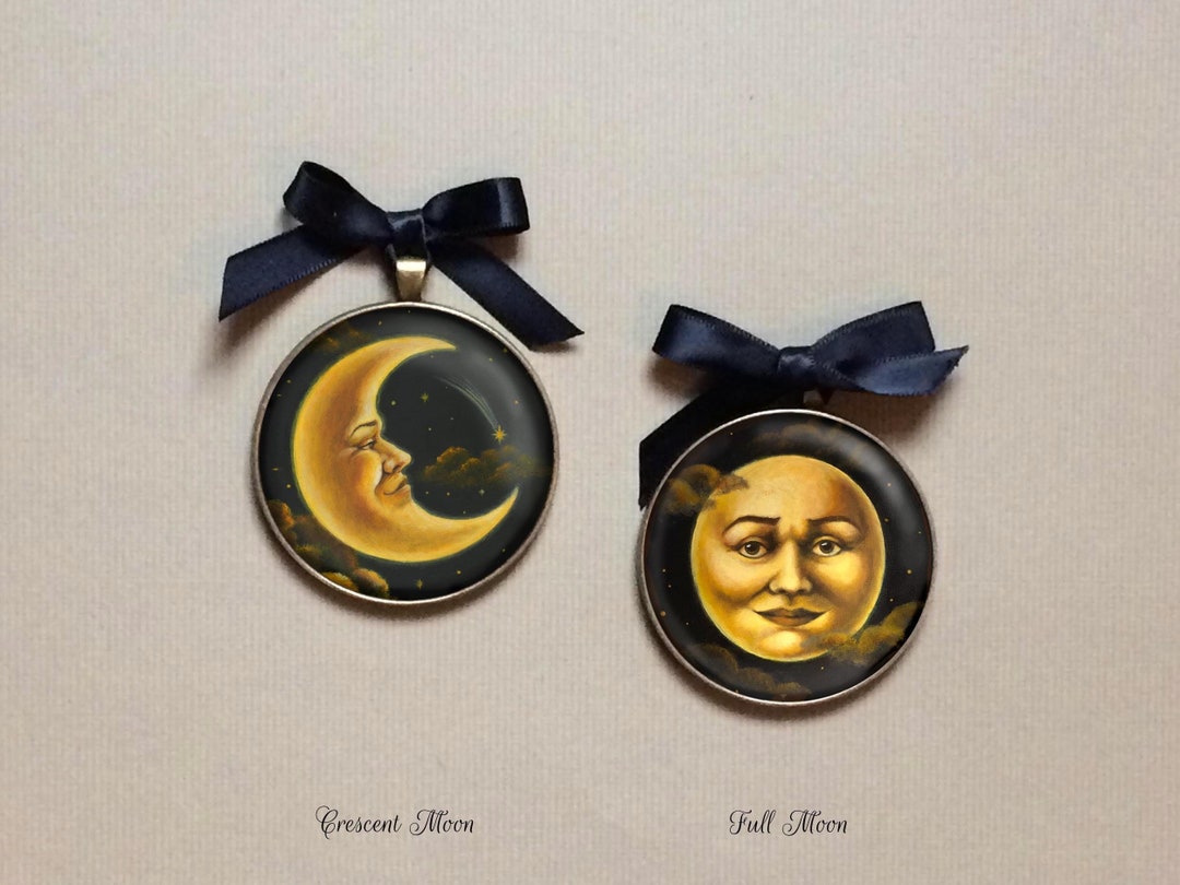 Moon Ornament Moon Man Portrait Miniature Victorian Moon Ornament Full ...