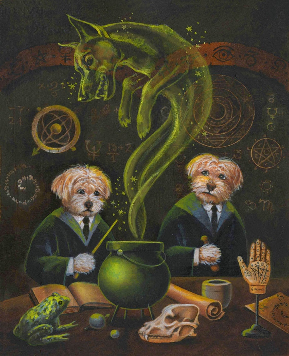 Dog Wizards Print Halloween Dogs Halloween Art Funny Dog - Etsy