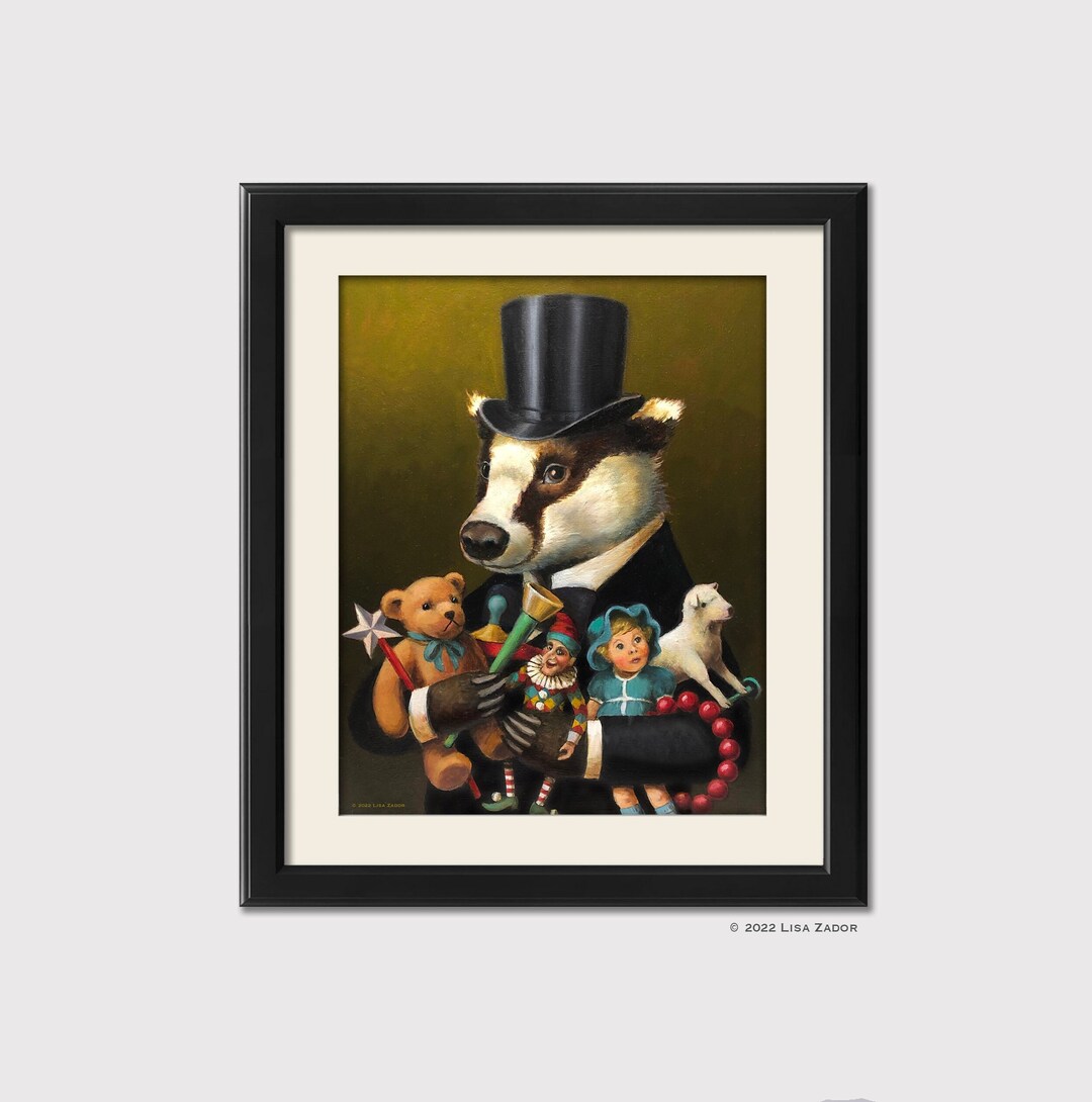 Christmas Badger Print From Original Artwork - Victorian Christmas ...