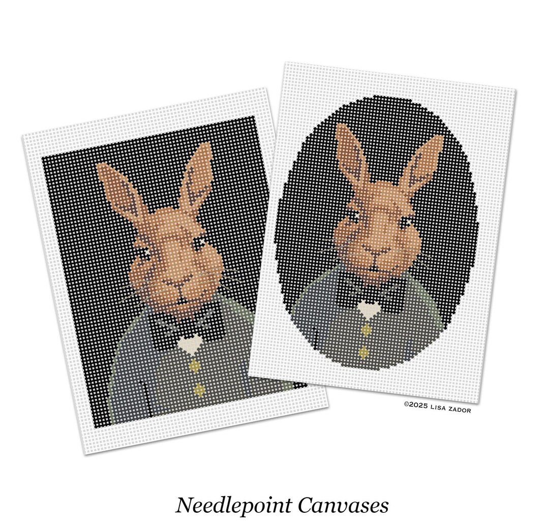 Victorian Rabbit Needlepoint Ornament Canvas - Hand Painted From ...
