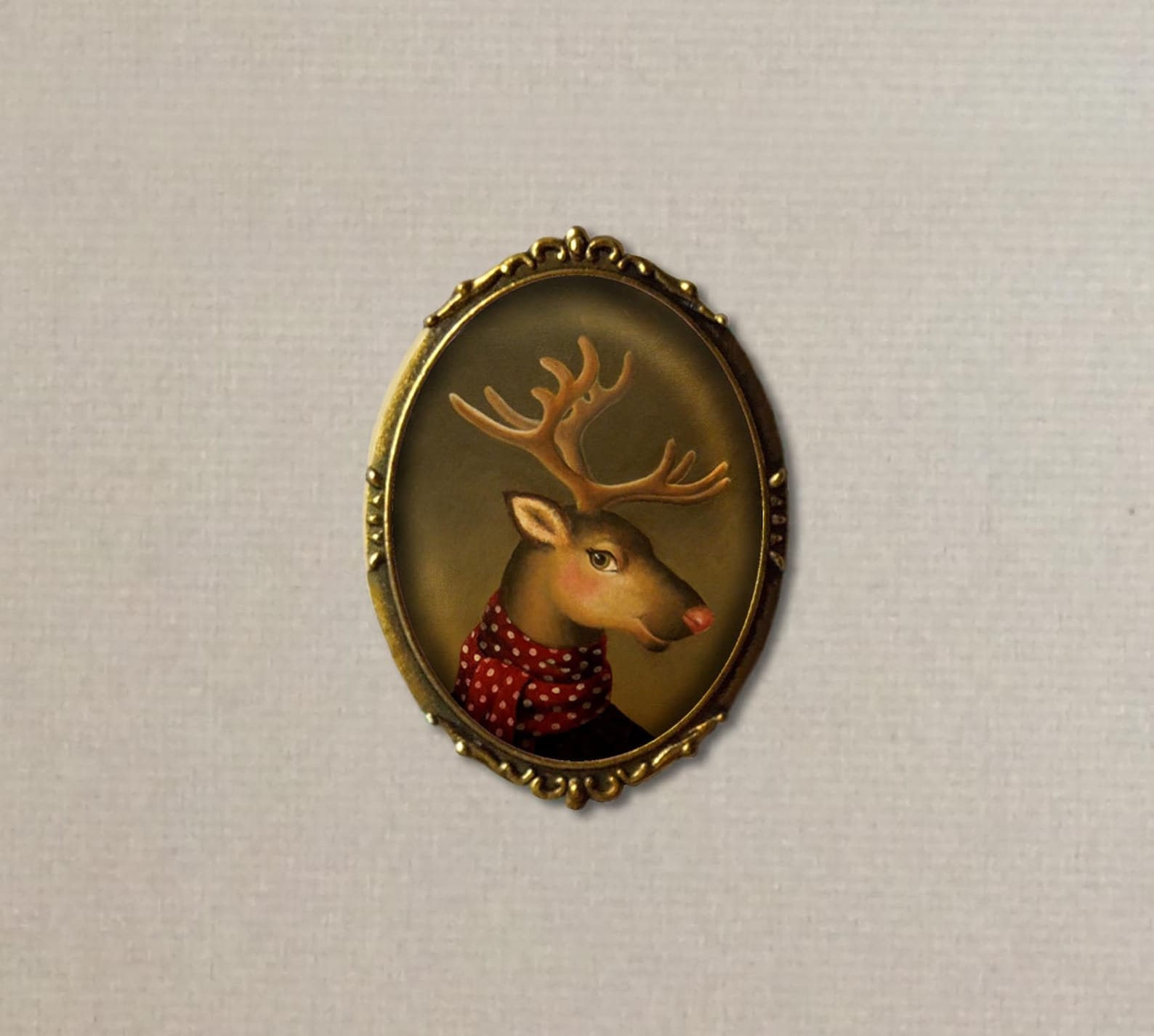 Reindeer Brooch Reindeer Pin Christmas Brooch Christmas - Etsy