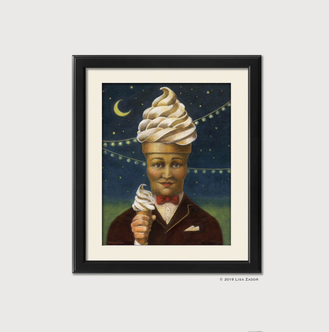 Ice Cream Cone Headed Man With Face Print From Original Hand Painted ...