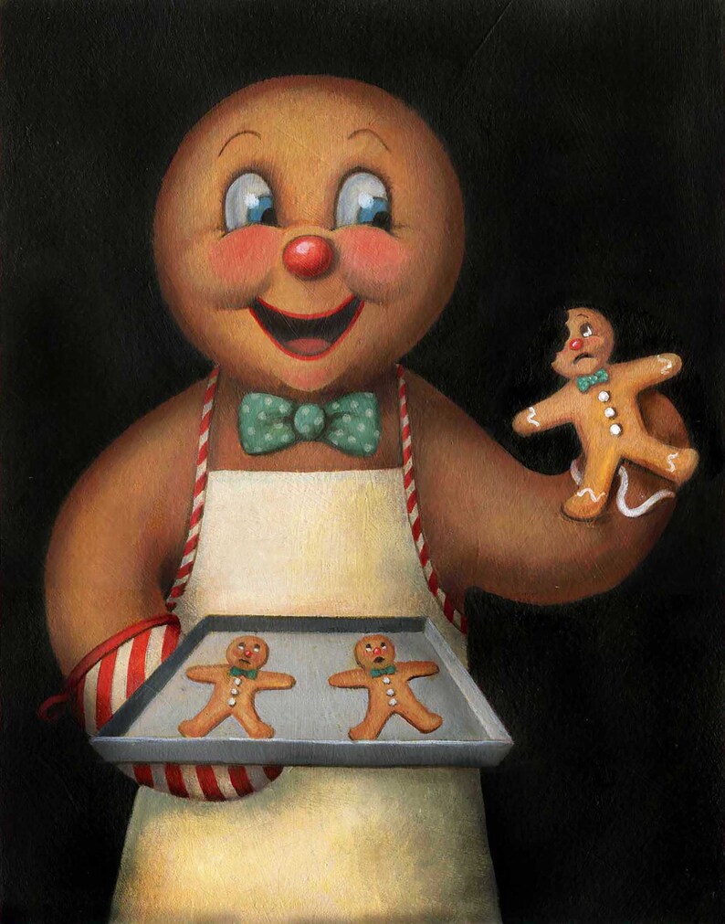 Gingerbread Man Print Christmas Print Gingerbread Man Art - Etsy