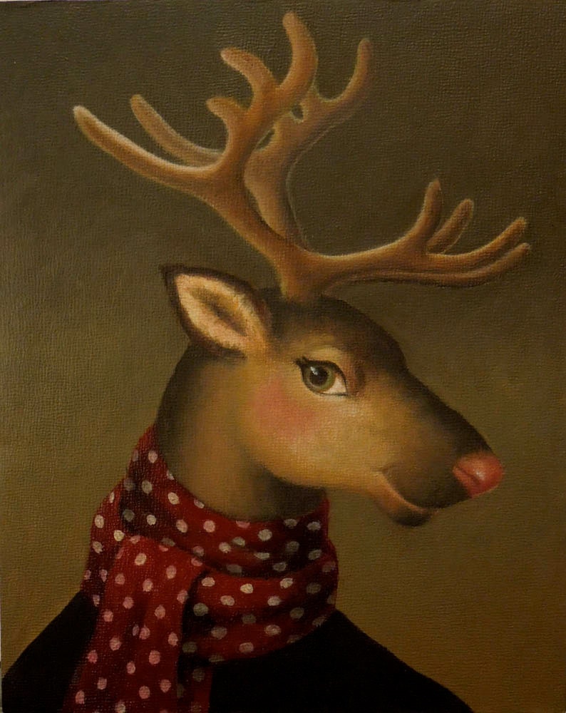 Reindeer Ornament - Christmas Gallery Wall Art - Rudolph - Retro ...