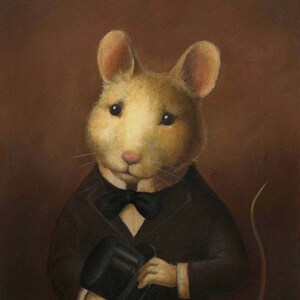 Mouse Portrait Print - Mouse Couple - Animal Portrait - Umbrella - Rain ...