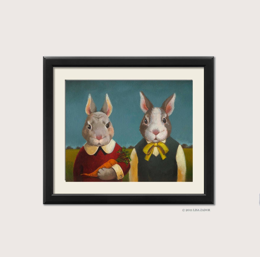 Rabbit Couple Print From Original Artwork - Funny, Cute Rabbit Couple ...