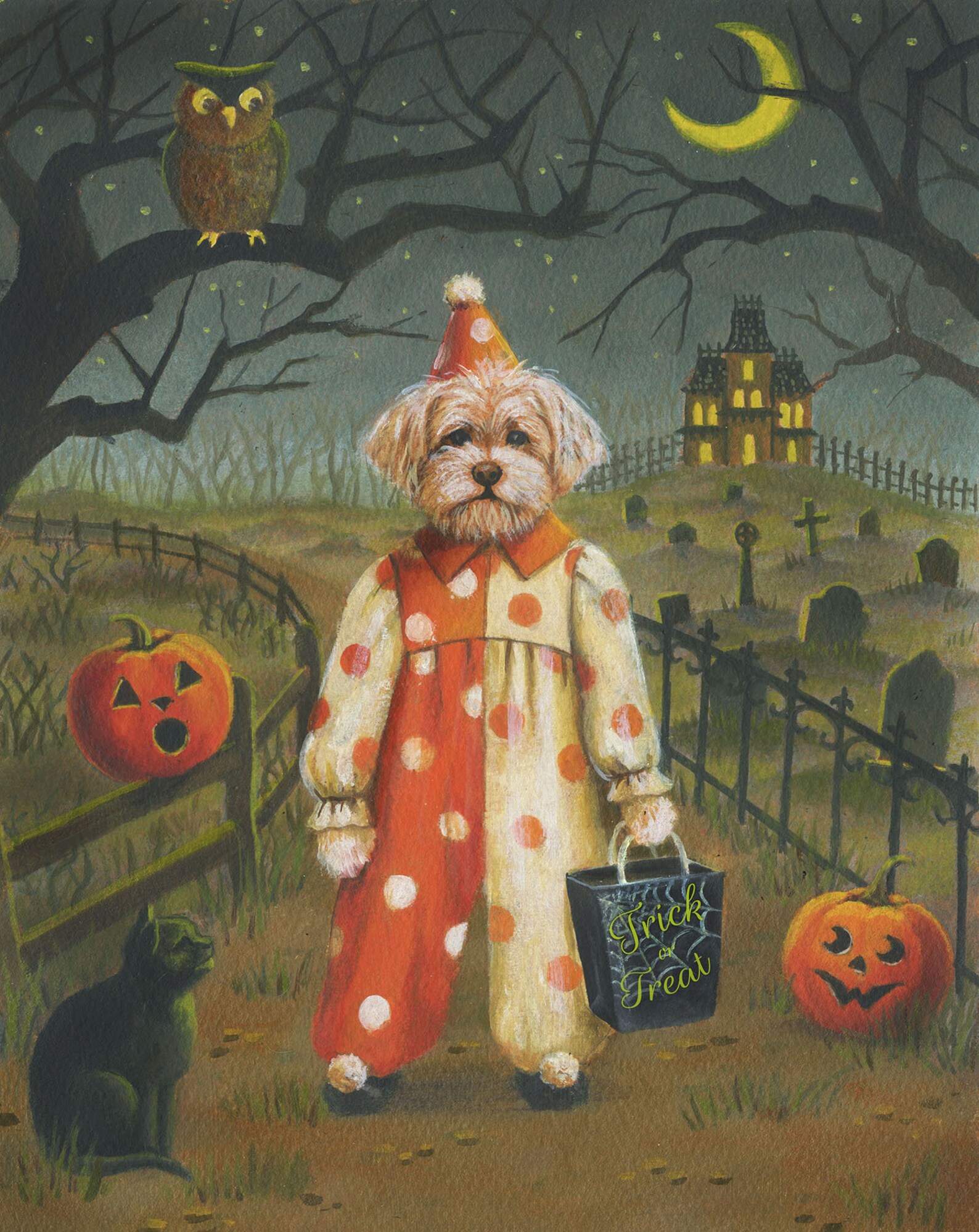 Dog Halloween Card Set, Set of 6 Blank Cards, UFO, Spooky Dog, Humorous ...