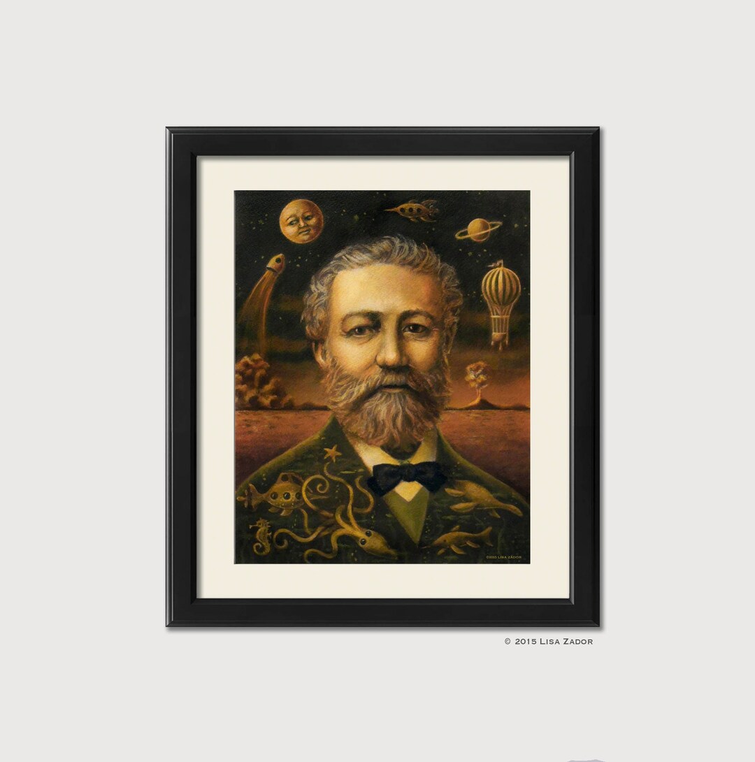 Jules Verne Portrait Print From Original Artwork - Victorian Literary ...