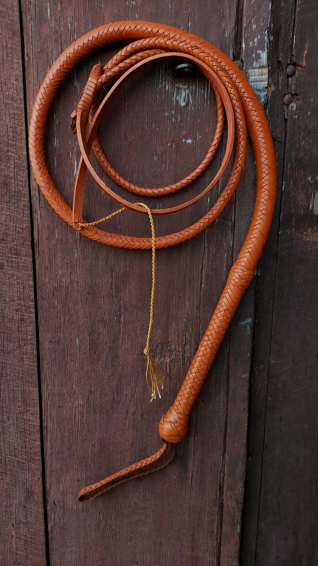 Handmade Leather Bullwhip, Indiana Jones Style 16 Plaits, Bullwhip 4ft ...
