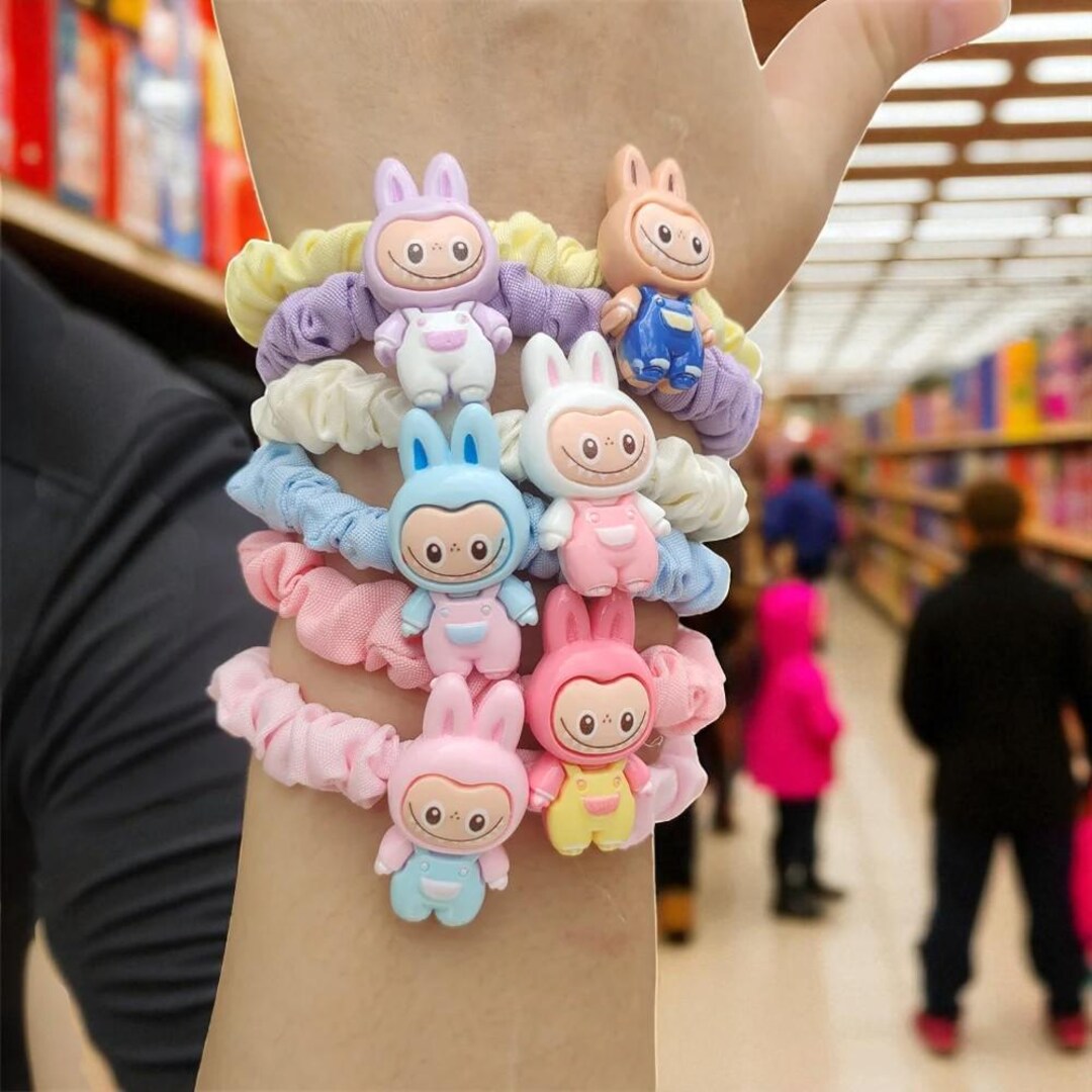 Labubu Kawaii Cartoon Hair Ropes Cute Anime Elastic Hair Ties for Girls ...