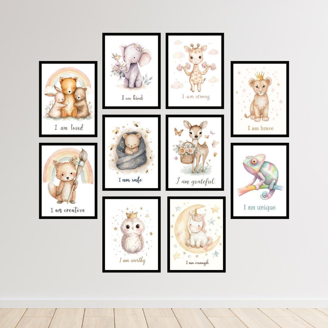Boho Woodland Animals Nursery Prints: Positive Affirmations (digital ...
