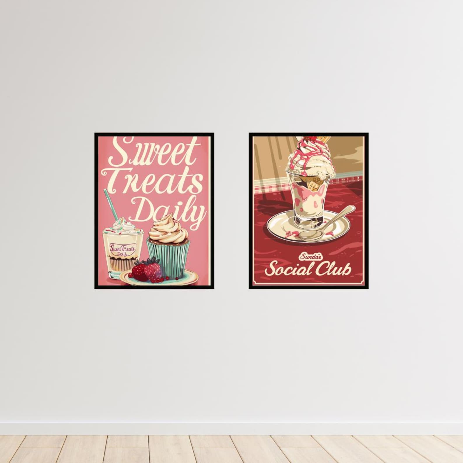 Retro Diner Print Set: 1950s Cafe Posters (A3 Digital Download) - Etsy