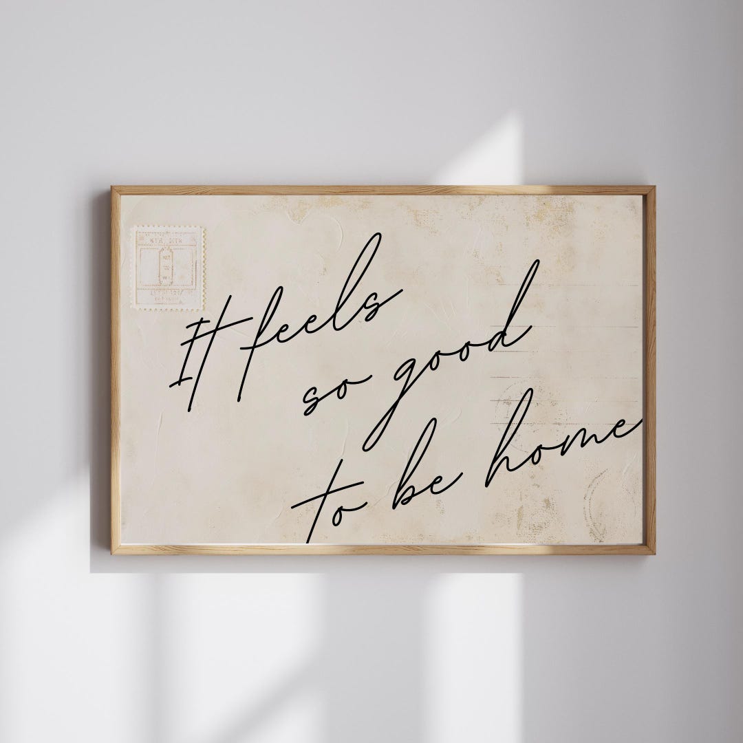 It Feels so Good to Be Home Print, Vintage Postcard Poster, Neutral ...