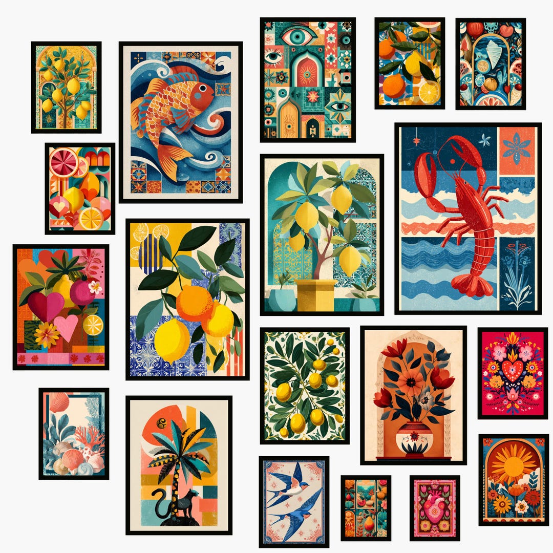 Mediterranean Folk Art Prints, Coastal Mega Bundle (A1 PDF) - Etsy