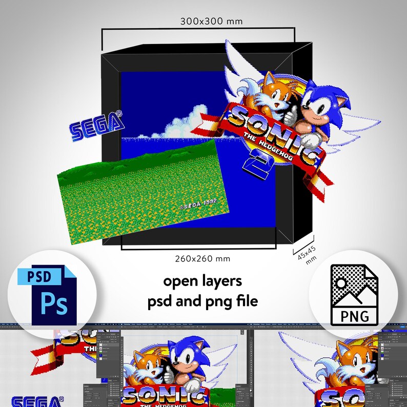 Retrogame Shadowbox Frame Sonic 2 - Etsy