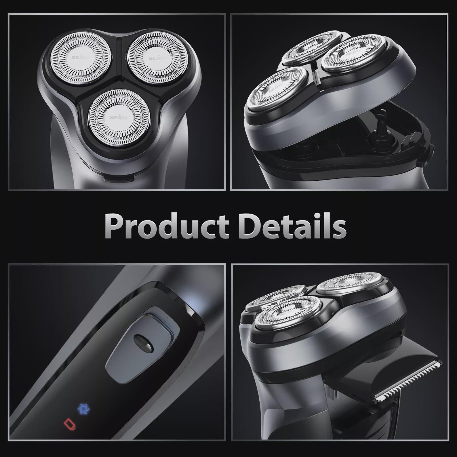 SEJOY Men Electric Shaver Pop-up Trimmer Rotary Razor Beard Shaving ...