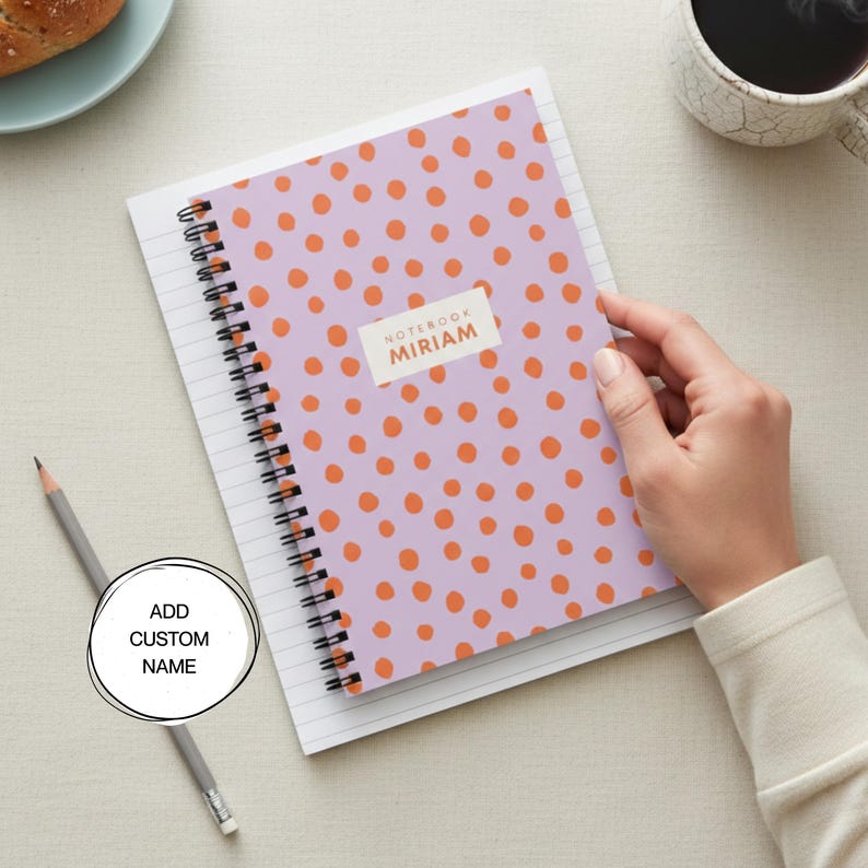 Personalized Polka Dot Notebook Hardcover Spiral A5 Journal Notebook ...