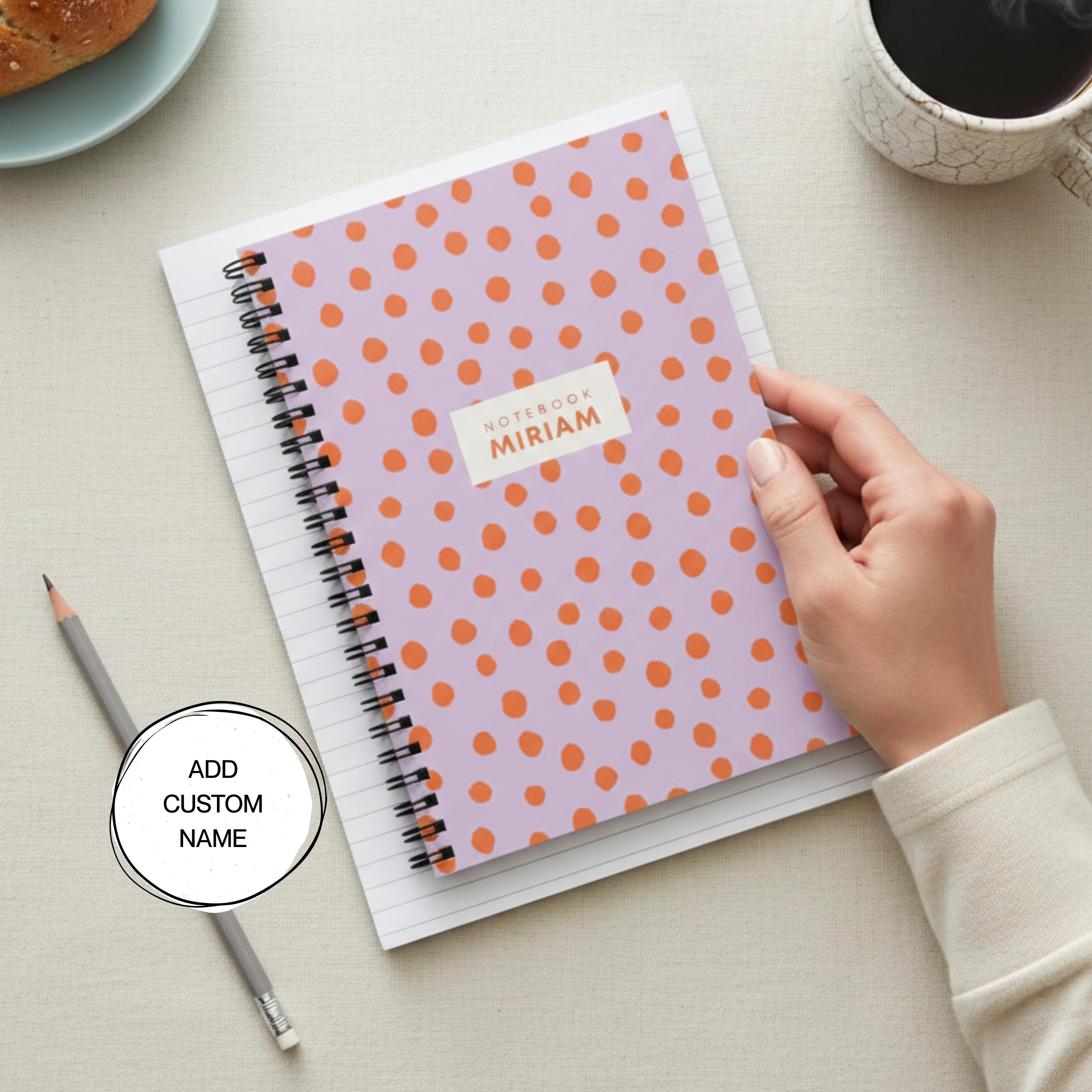 Personalized Polka Dot Notebook Hardcover Spiral A5 Journal Notebook ...