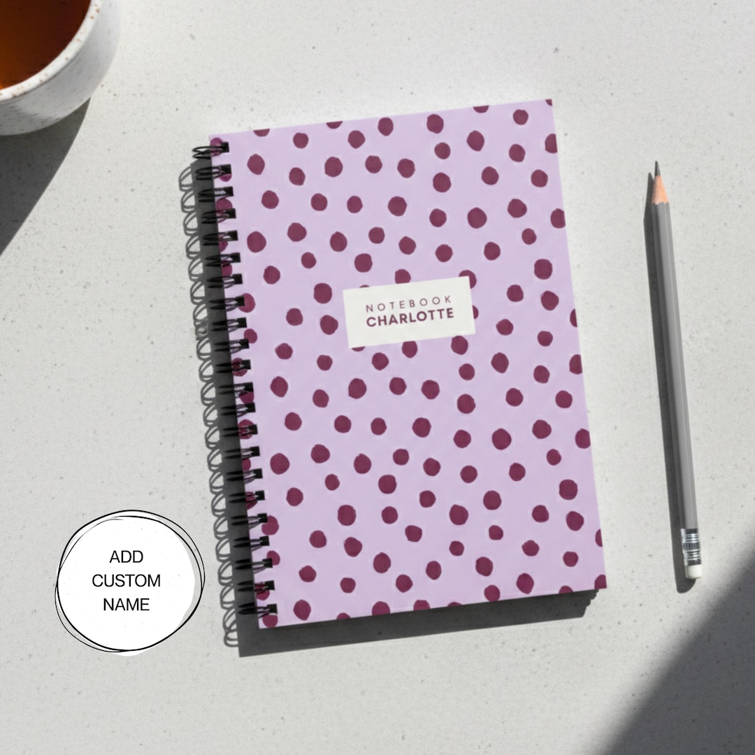 Personalized Polka Dot Notebook Hardcover Spiral A5 Journal Notebook ...