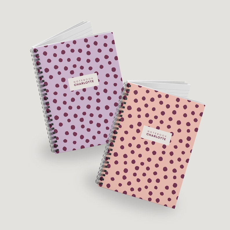 Personalized Polka Dot Notebook Hardcover Spiral A5 Journal Notebook ...
