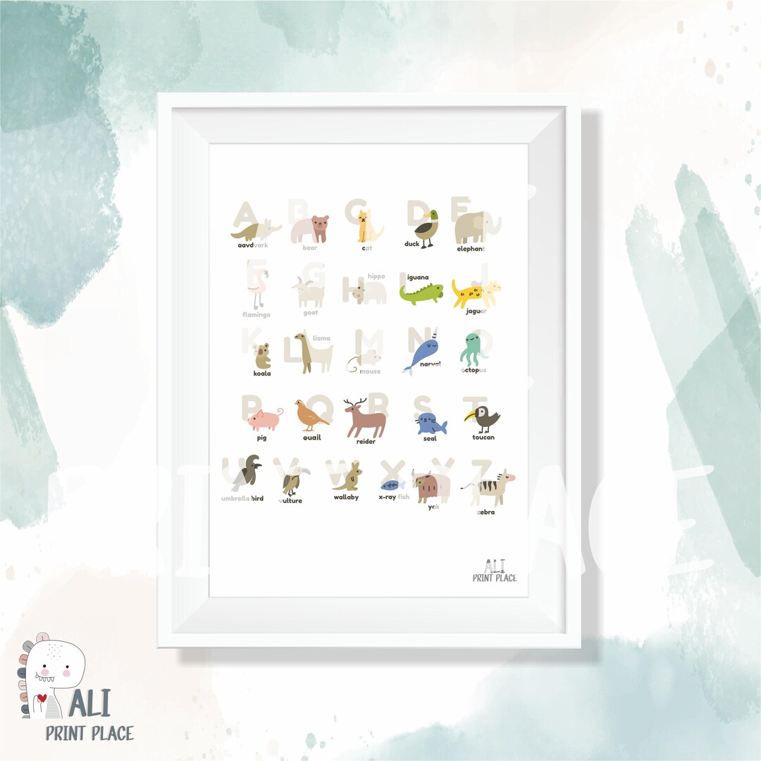 Animal Alphabet Poster: Educational Playroom Wall Art (digital Download ...