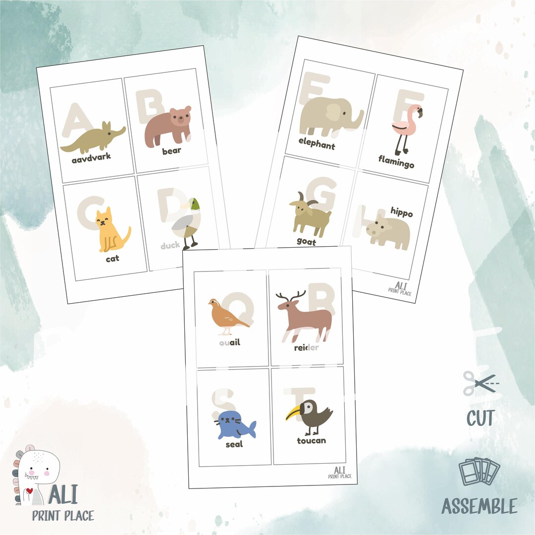 Animal Alphabet Flashcards: Montessori Homeschool Printable (digital ...