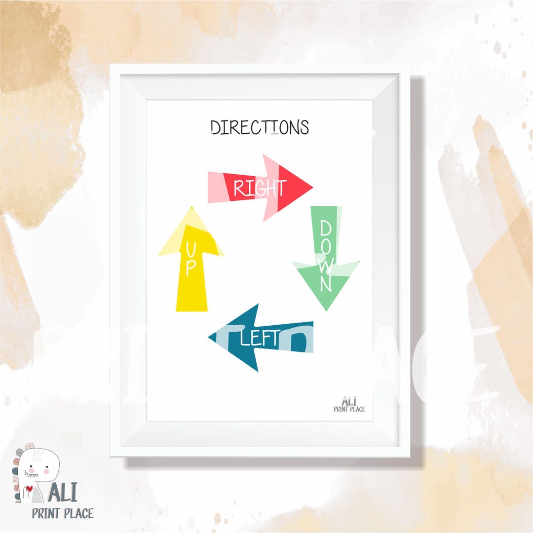Directional Arrows Print: Montessori Kids Room Decor (digital Download ...