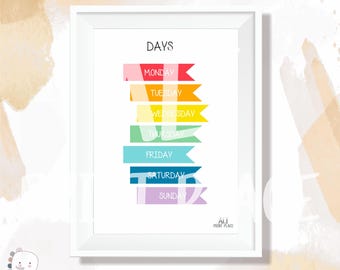 Educational Printables, Montessori Poster, Neutral Days of the Week ...