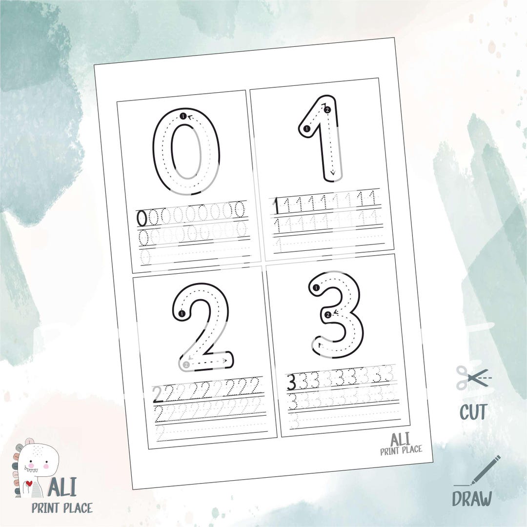 Numbers Drawing Flashcards: Printable Learning Pages for Kids (digital ...