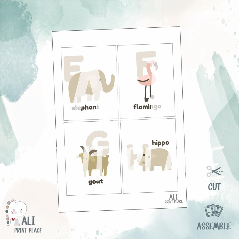 Animal Alphabet Flashcards: Montessori Homeschool Printable (digital ...