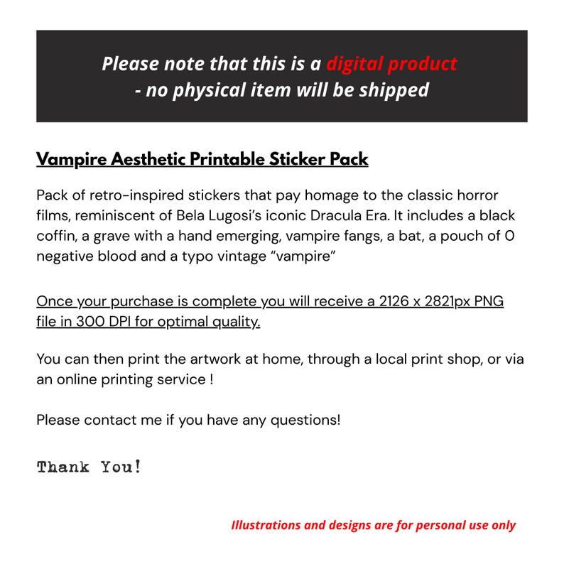 Printable Vampire Stickers, PNG Sticker Sheet, Printable Goth Stickers ...