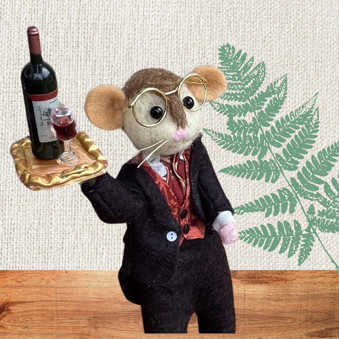 Needle Felted Mouse Butler Figurine Ring Bearer Royalcore Decor ...