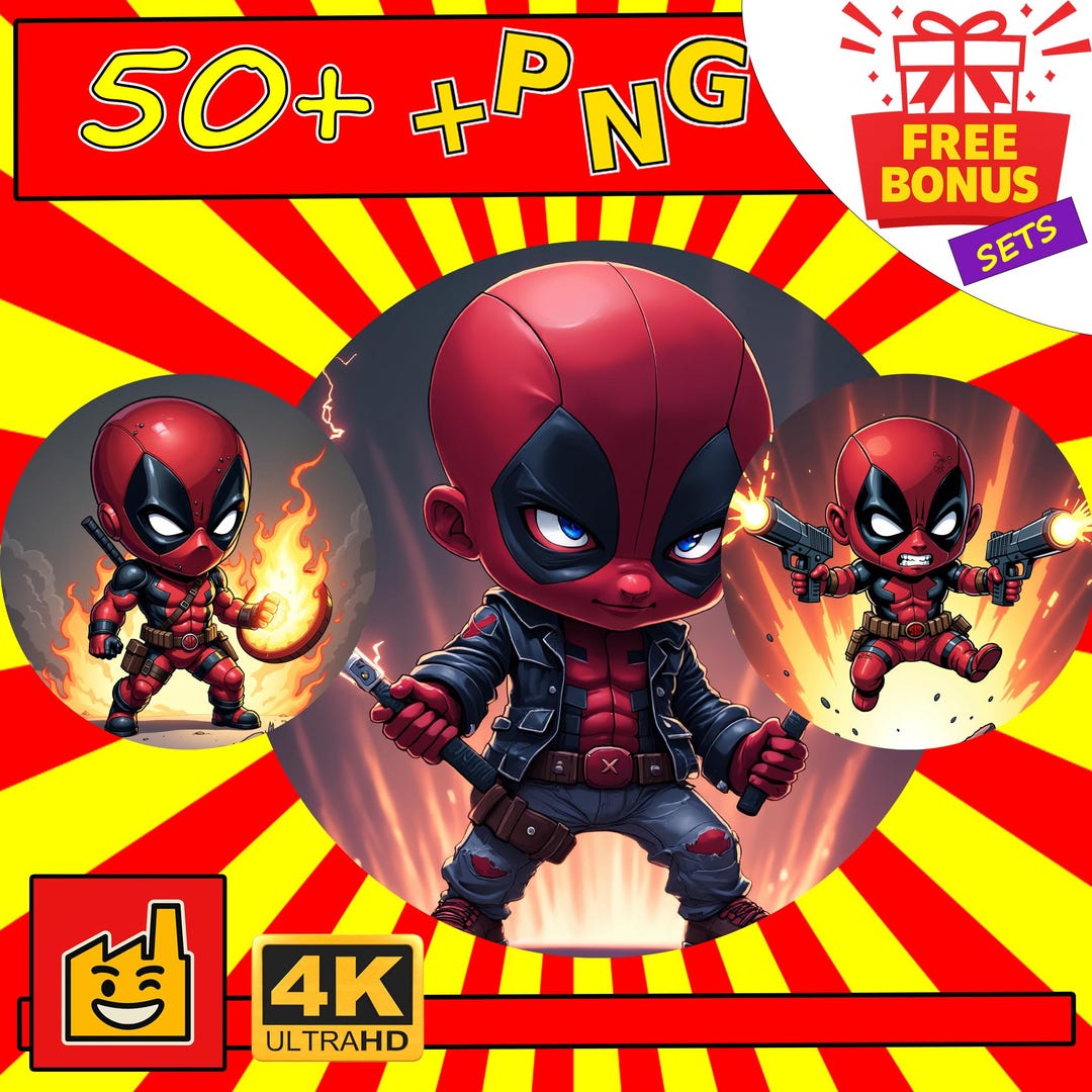 Chibi Marvel Deadpool Stickers (printable PNG) | Epic Planner ...