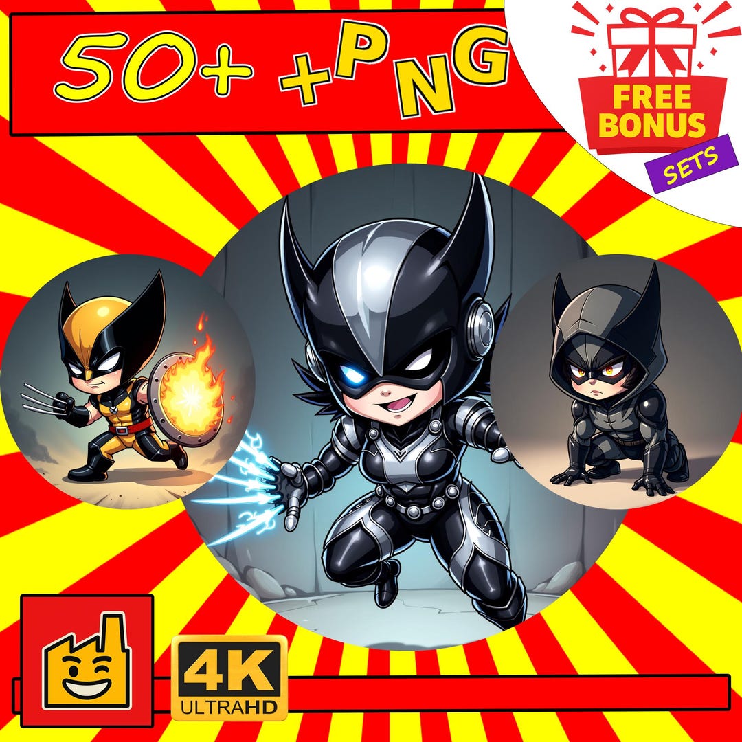 Chibi Marvel Wolverine Stickers (printable PNG) | Premium Planner ...