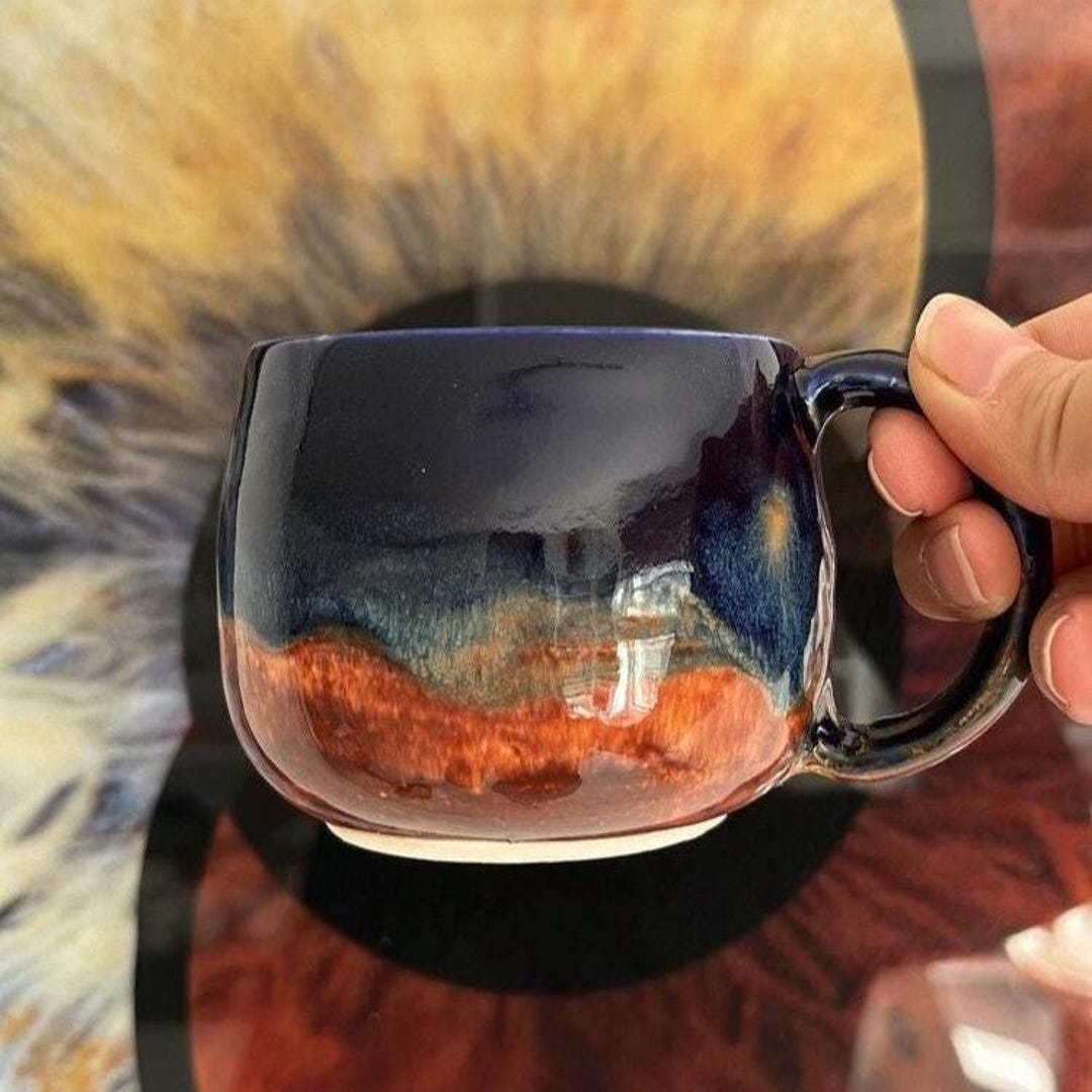 Handmade Stoneware Van Gogh Mug, Unique Coffee Tea Cup (350 Ml) - Etsy