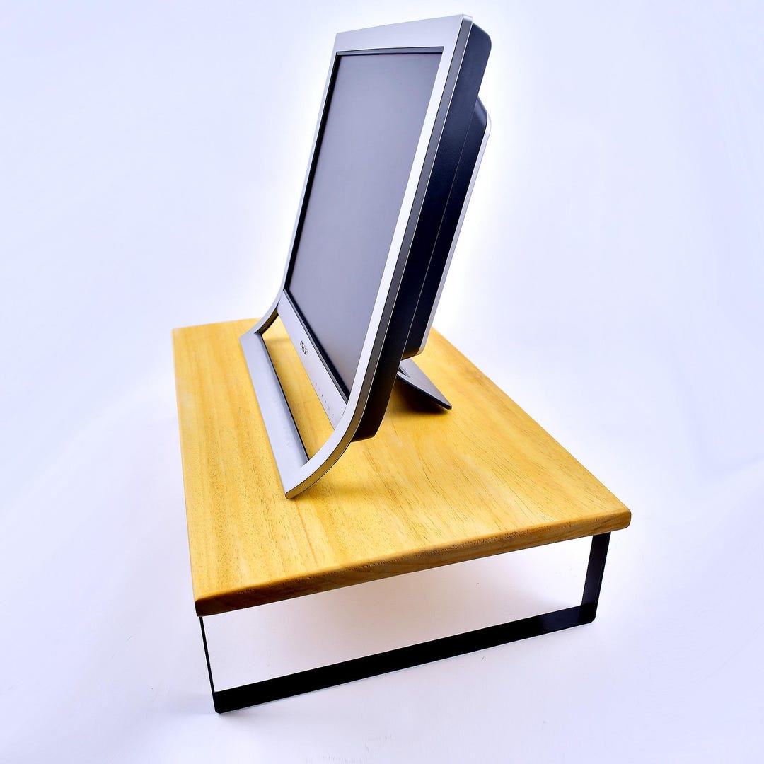 Wide Wooden Monitor Riser – Ergonomic Stand for Large-foot Monitors ...